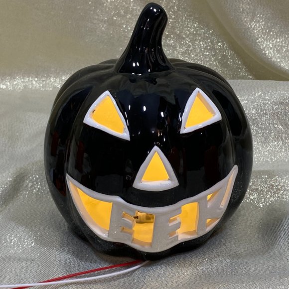 Holiday | Halloween 5 Black Lightup Ceramic Pumpkin | Poshmark